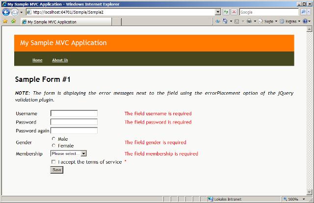 Client And Server Side Form Validation Using The Validator Toolkit For Asp Mvc